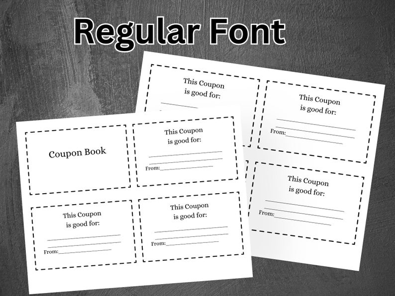 Printable Coupon Book Customize DIY Cursive and Regular Blank Coupon ...