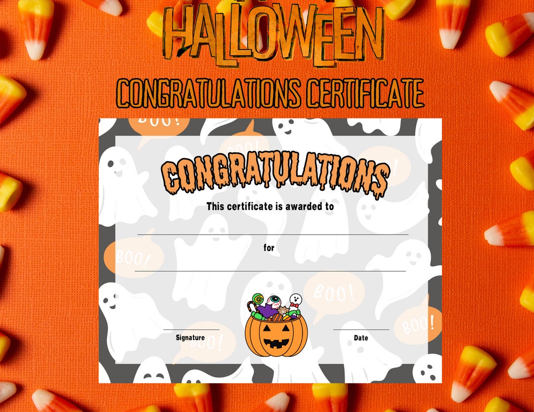Printable Halloween Certificate Award, Winner of Games, Classroom ...