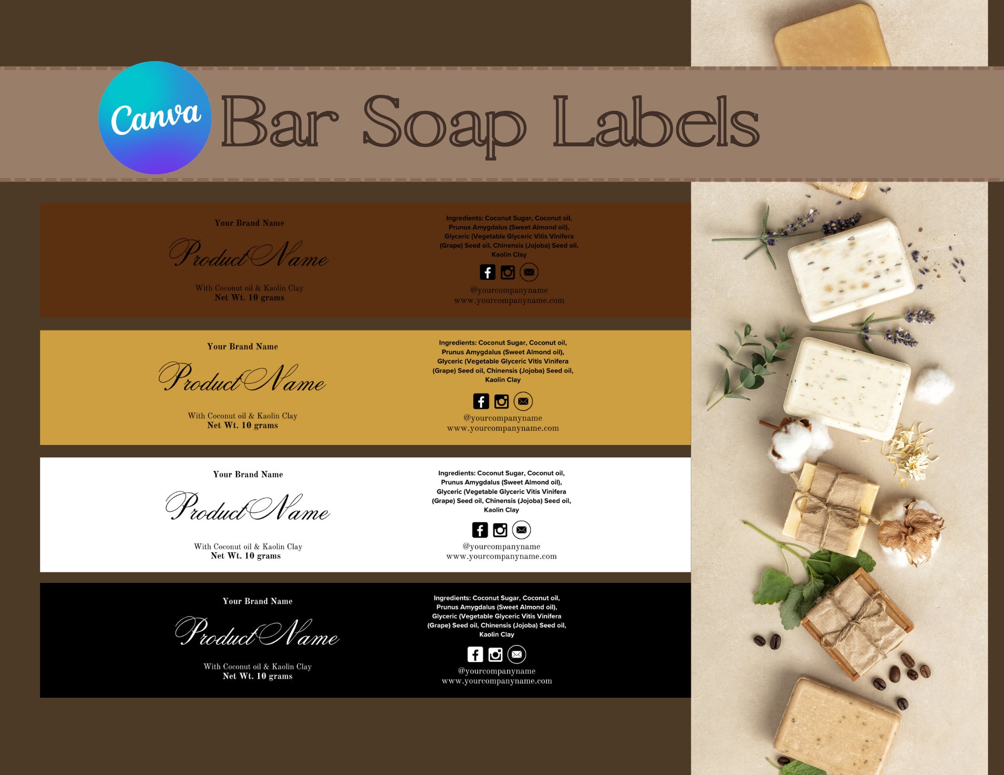 Editable Soap Label, Organic Artisan Soap Label, Soap Sleeves Label ...