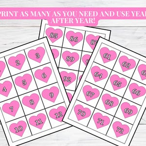 Count to 100 Numbers Flashcards, Valentines Day Learning Numbers, DIY ...