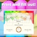 Colorful Rainbow Printable Certificate for Kids, Certificate of ...