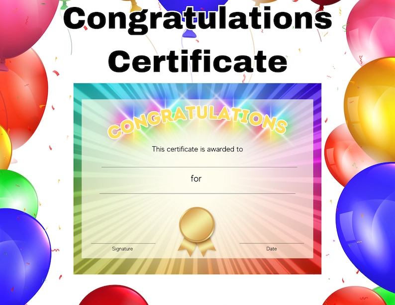 Rainbow Certificate of Excellence, Certificate of Performance ...