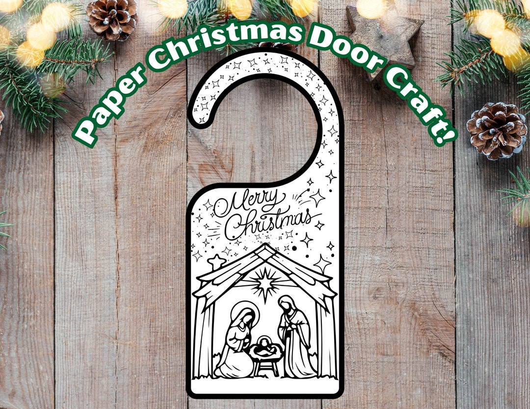 Nativity Coloring Door Hanger Craft, Printable Christmas Colouring Door ...