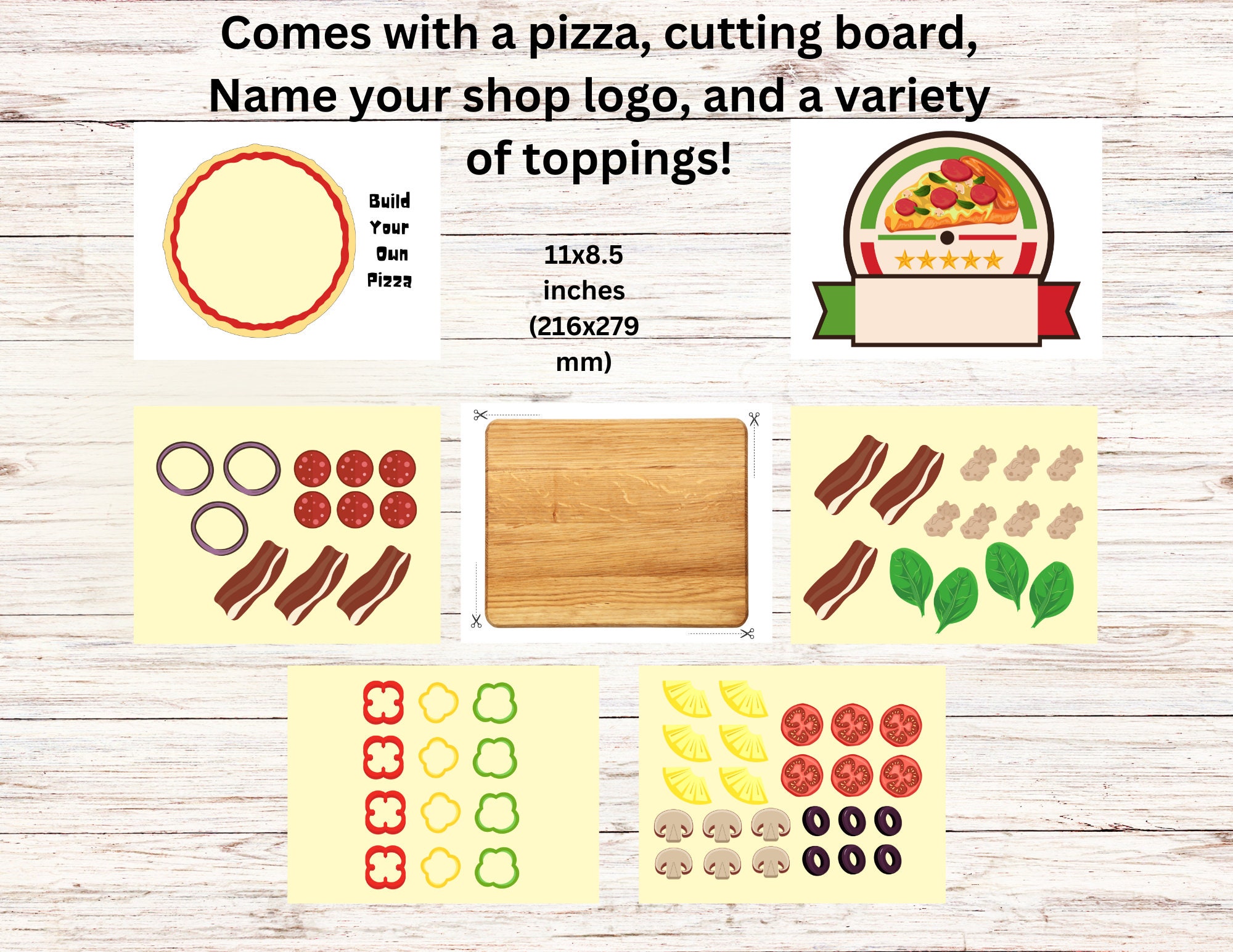 Pretend Play Printable, Build A Pizza, Printable Pretend Food ...