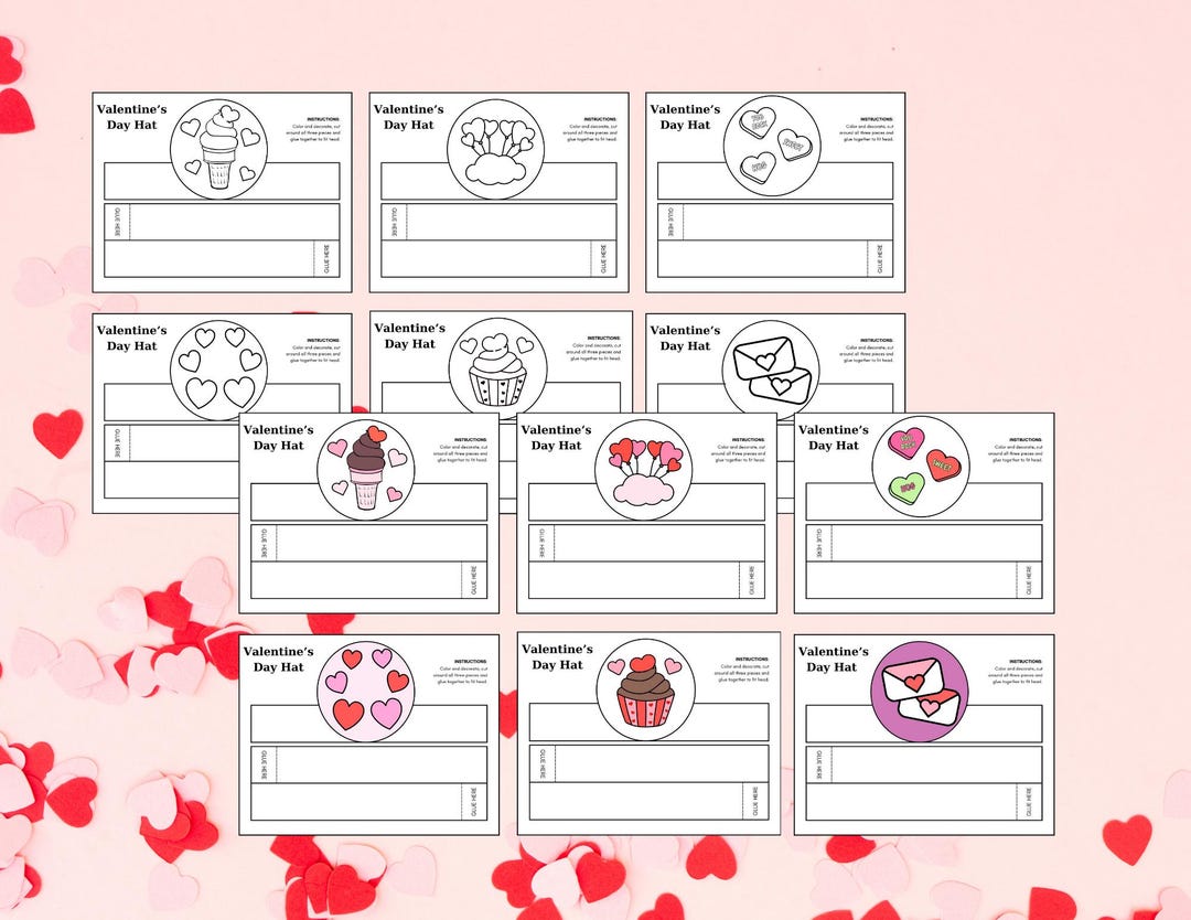 Printable Valentine's Day Paper Crowns Coloring Activity Printable Kids ...