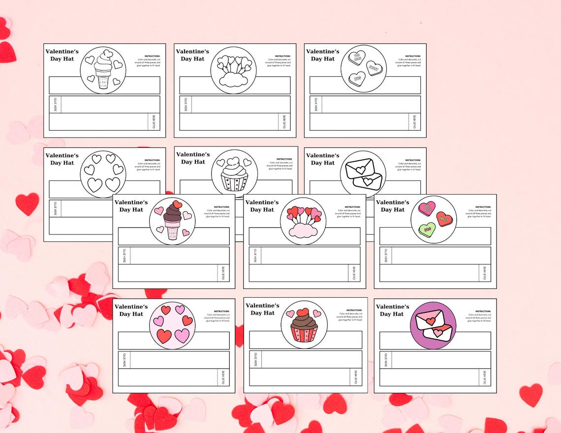 Printable Valentine's Day Paper Crowns Coloring Activity Printable Kids ...