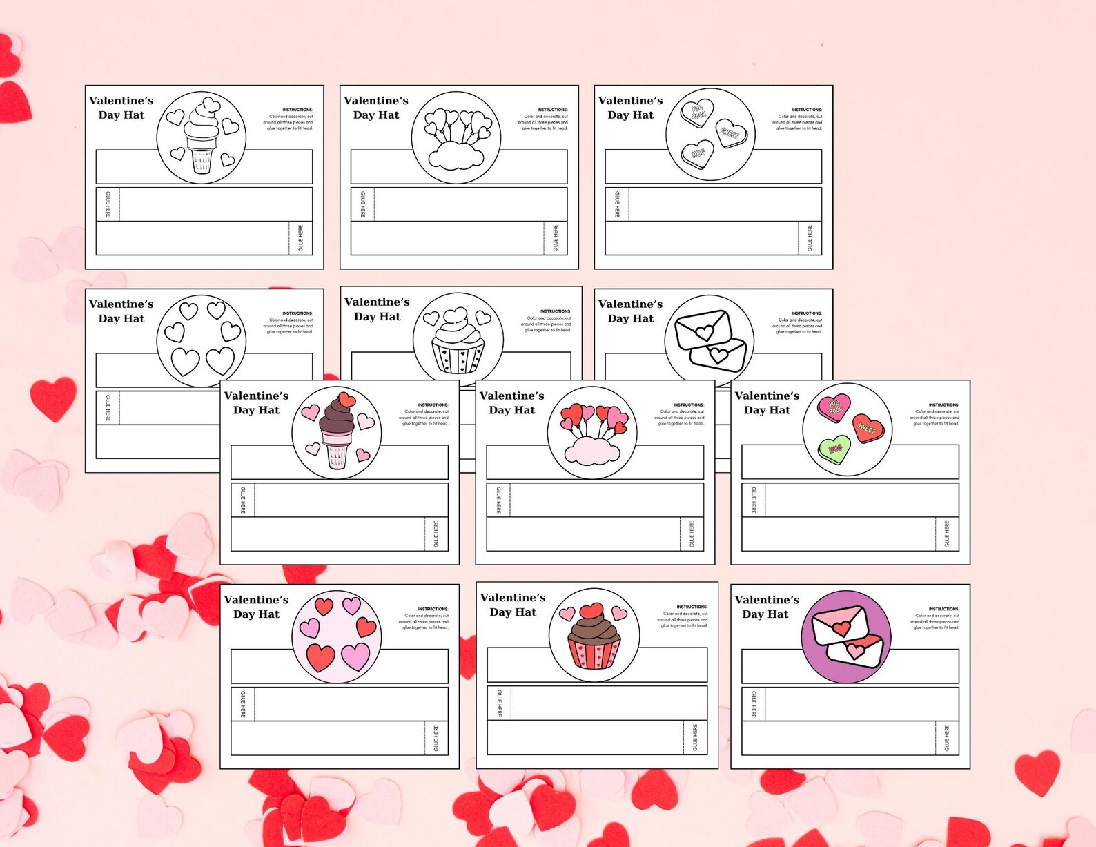 Printable Valentine's Day Party Paper Crowns Coloring Activity ...