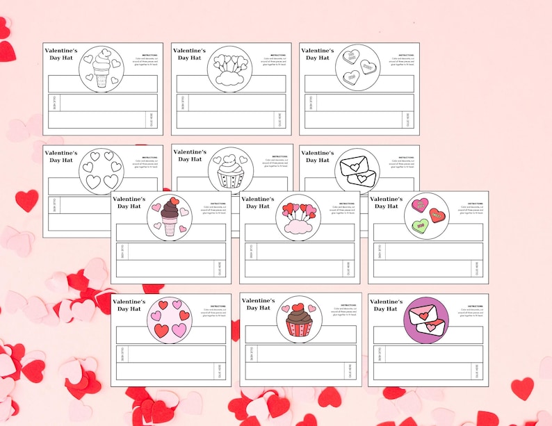 Printable Valentine's Day Paper Crowns Coloring Activity Printable Kids ...