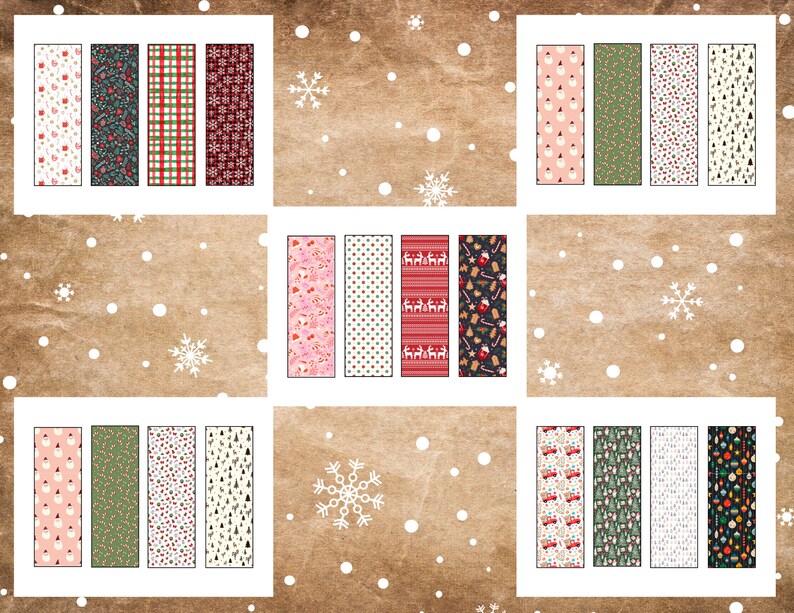 Christmas Printables, Bookmark BUNDLE, Christmas Gift, Scrapbook Paper ...