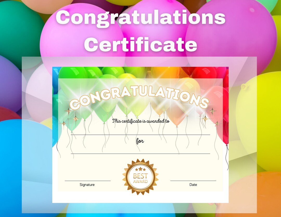 Colorful Rainbow Printable Certificate for Kids, Certificate of ...