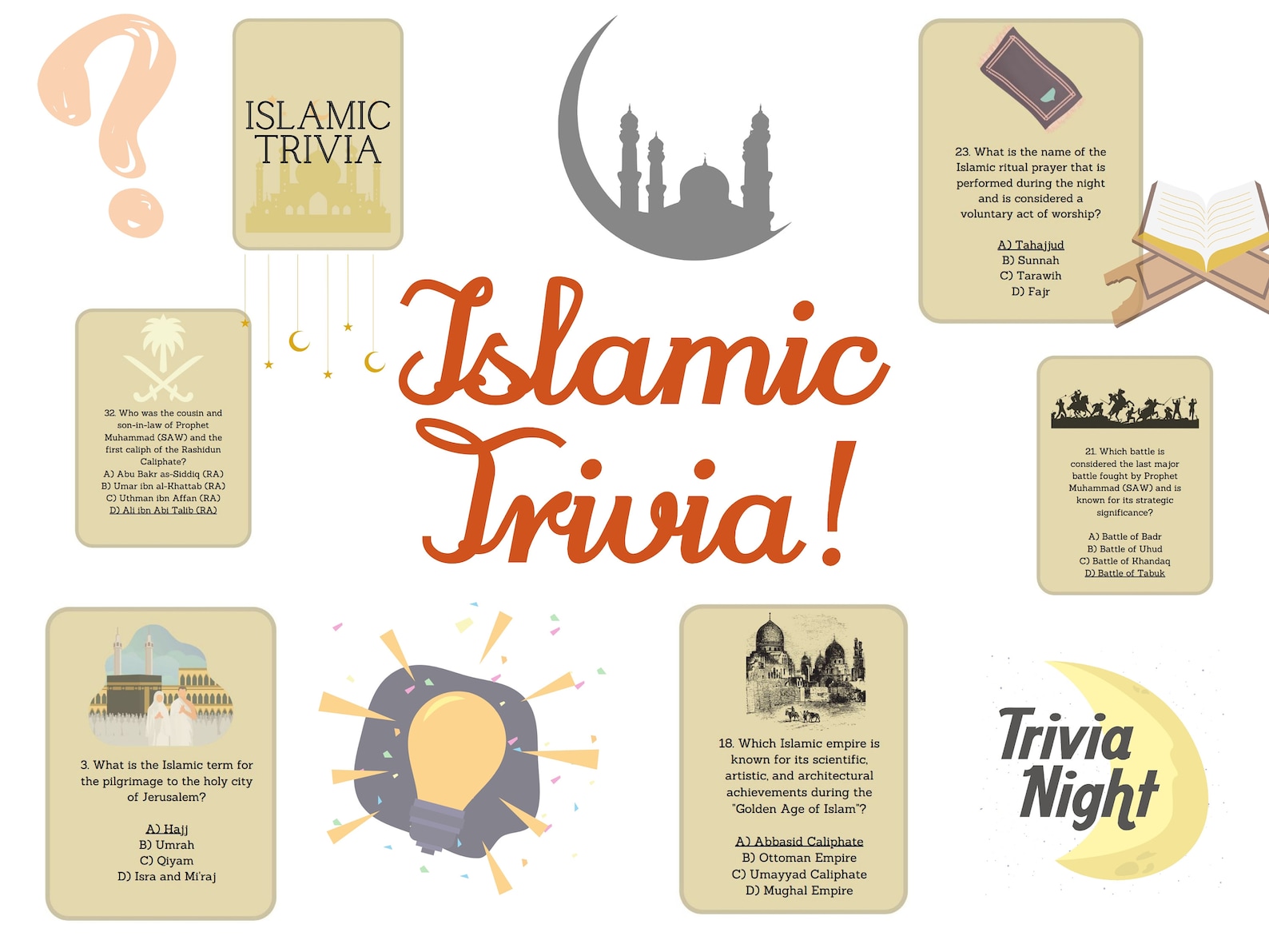 Printable Islamic Trivia Quiz Cards - Etsy