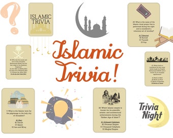 Islamic Trivia Questionnaire Game Printable Cards Islamic General ...