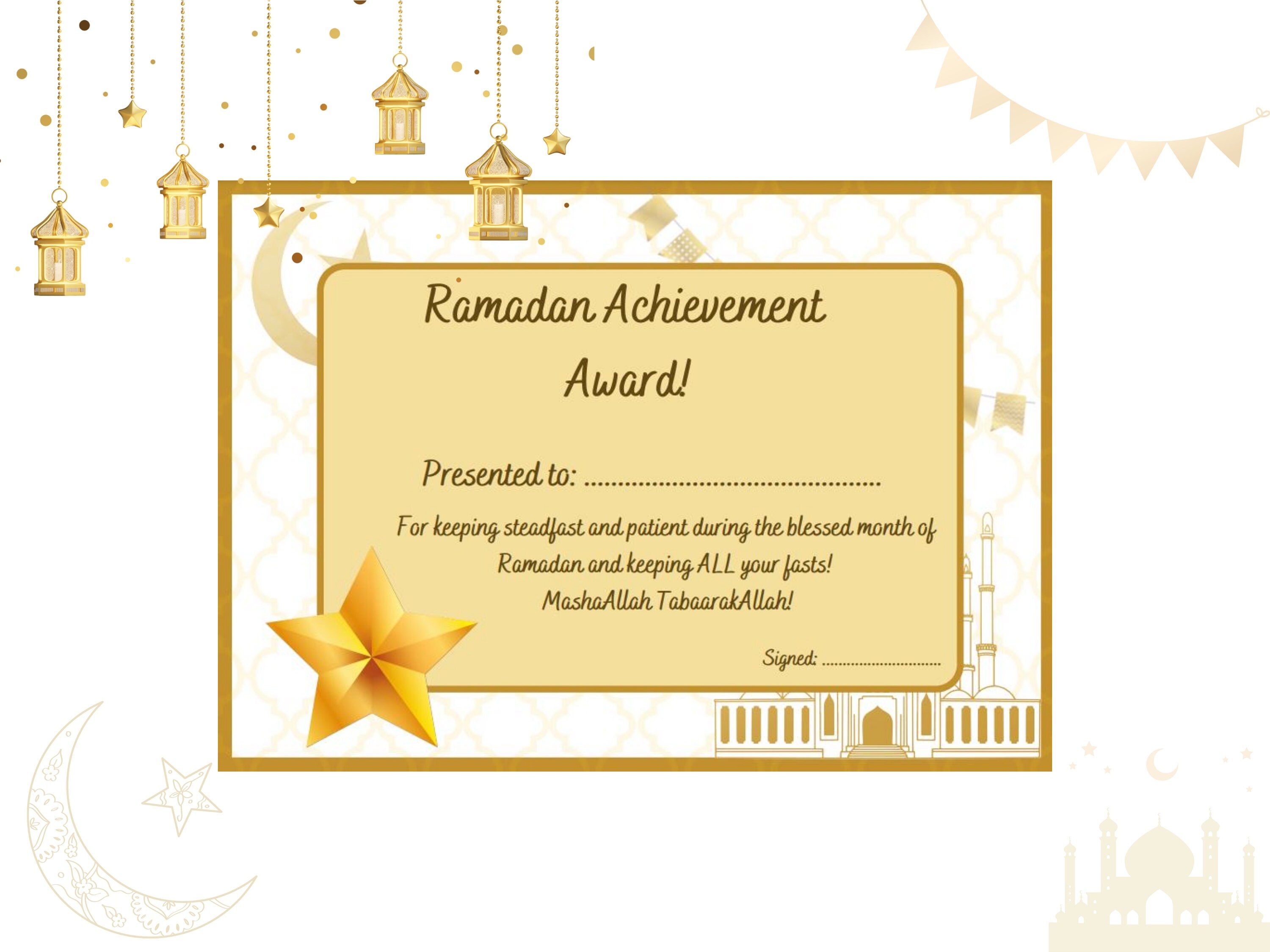 Ramadan / Eid Certificate Achievement Award - Etsy