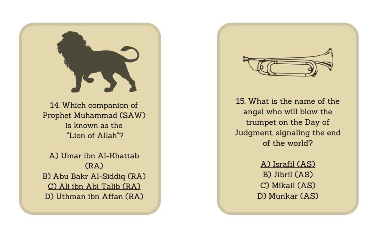 Printable Islamic Trivia Quiz Cards - Etsy