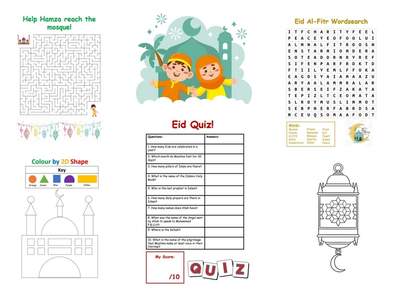 10 Eid Al-fitr Printable Activity Sheets - Etsy UK