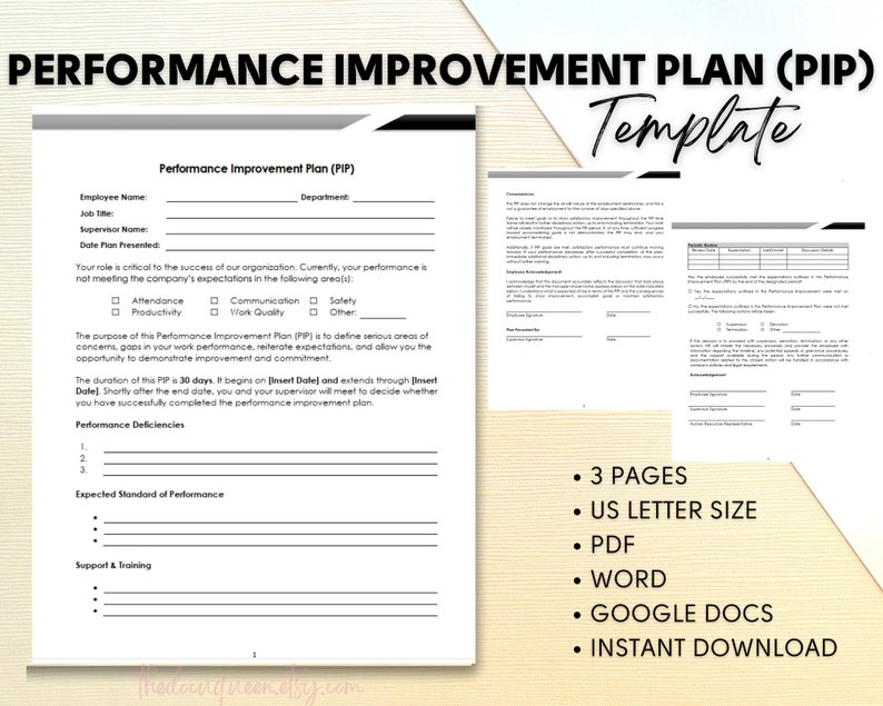 Performance Improvement Plan (PIP) Template - Etsy