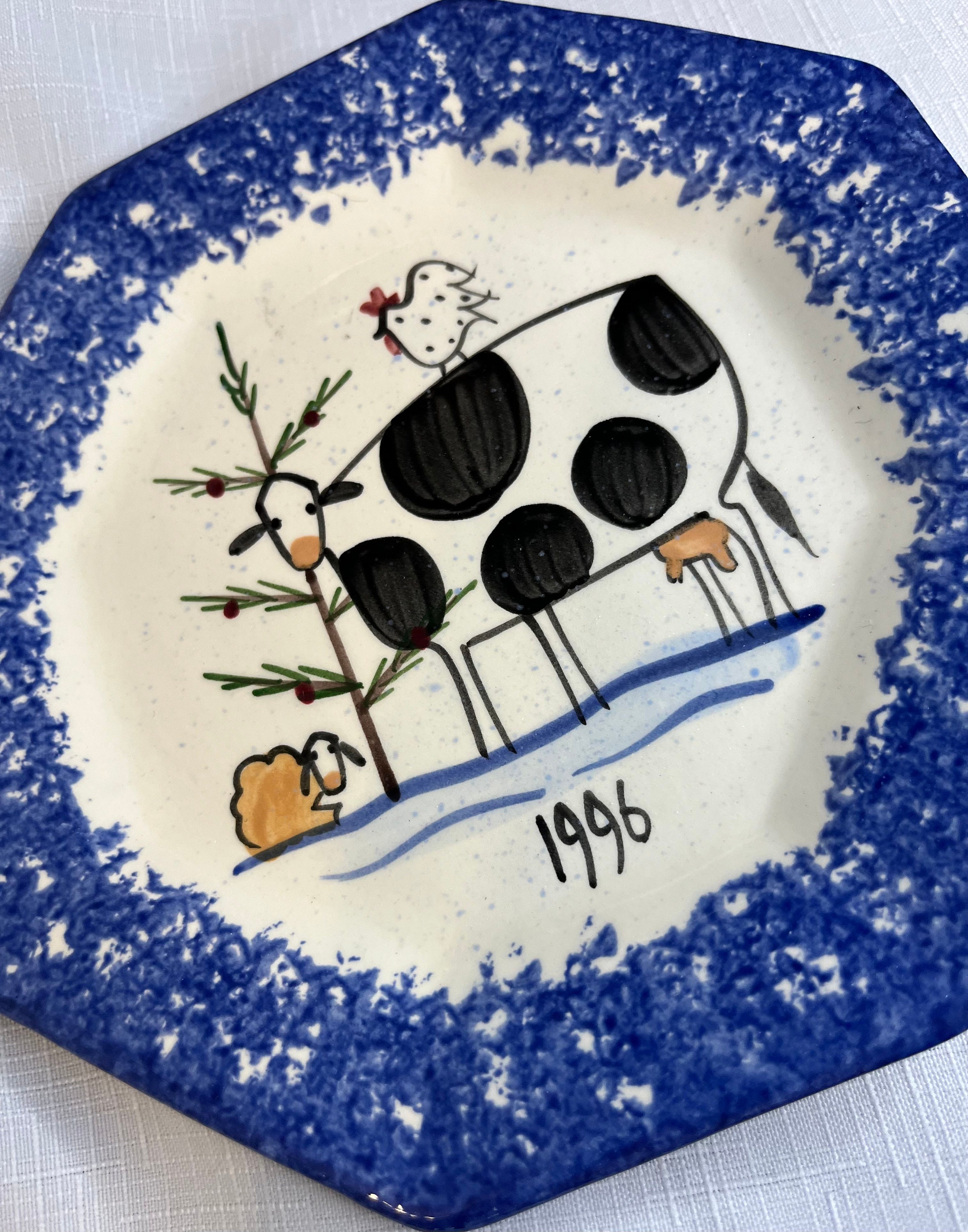 Molly Dallas Spatterware Side Plate, 1996, Christmas, Cow, Chicken - Etsy