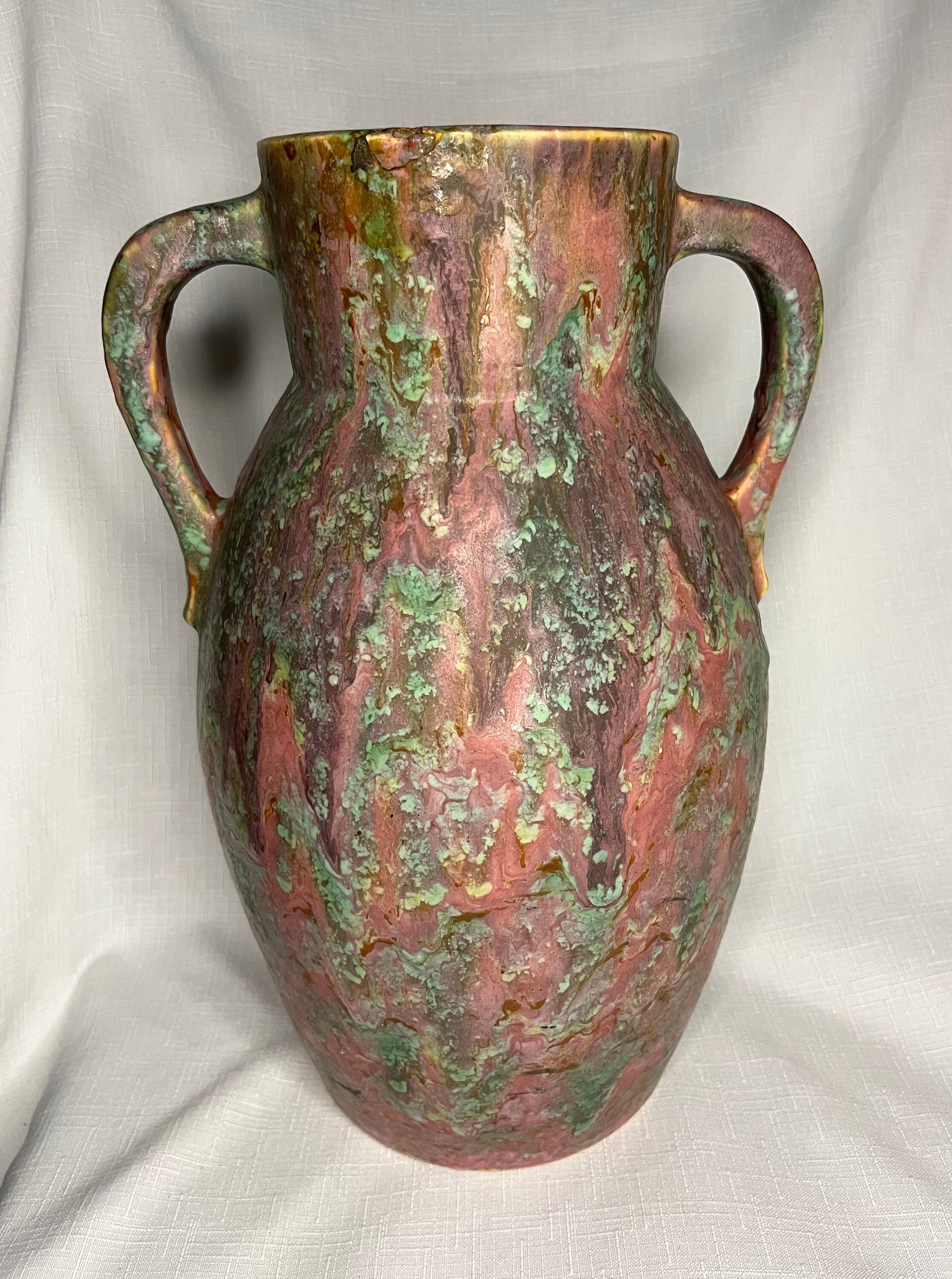 Beautiful Vintage Roseville Carnelian 2 Pottery Vase, Pattern 444 ...