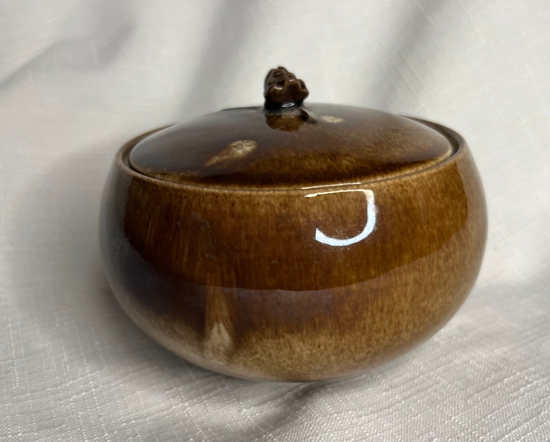Vintage Keystone Ceramics Pinecone Lid Sugar Bowl, Brown Glaze - Etsy