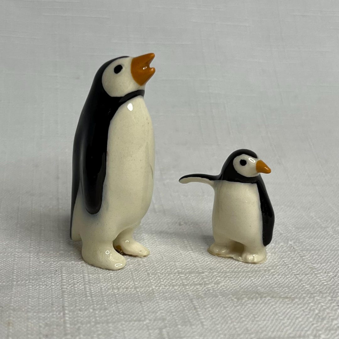 Vintage Hagen Renaker Miniature Penguin Pair, Ceramic Figurines, Mama ...
