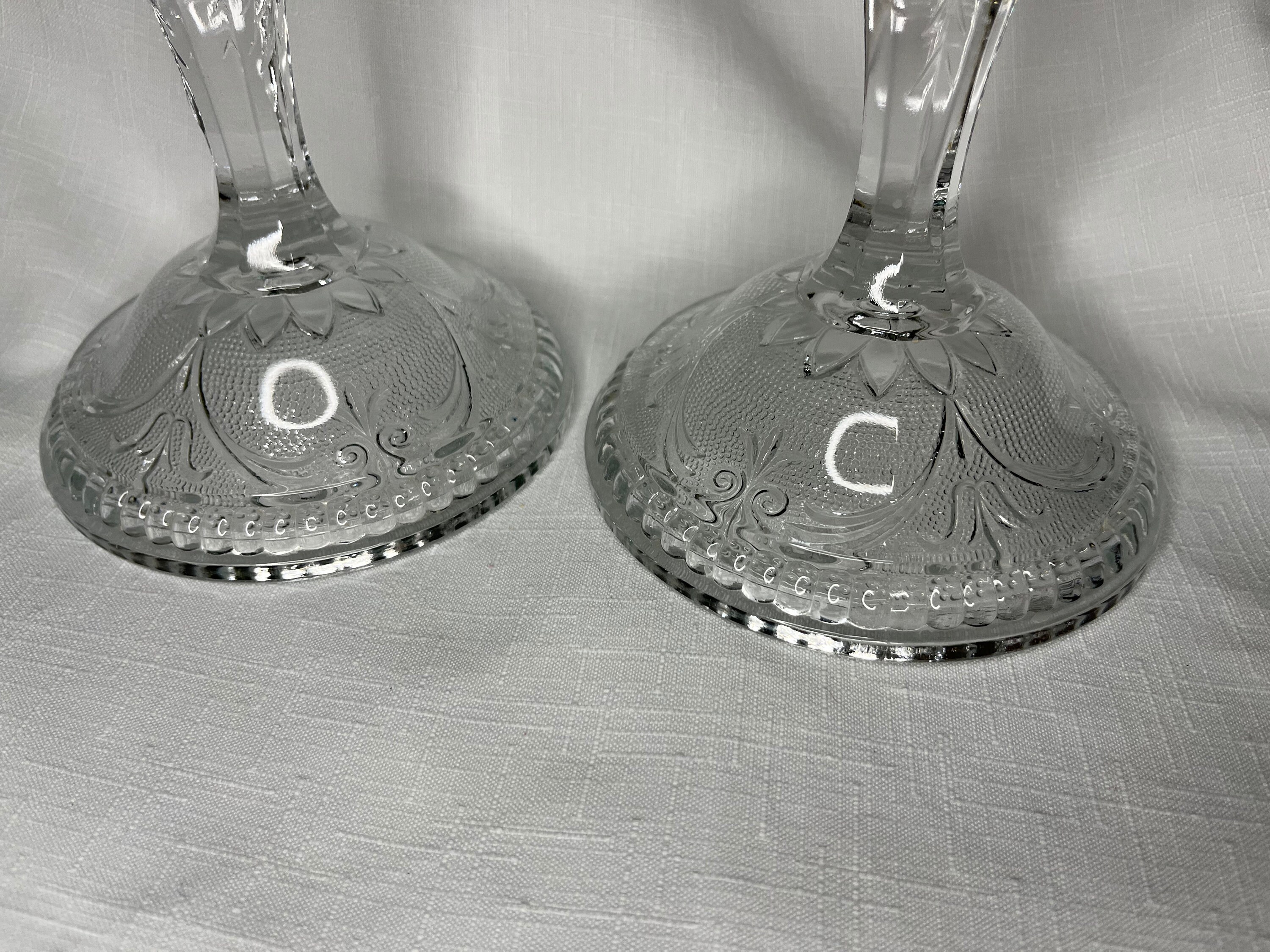 Vintage Indiana Clear Sandwich Glass Candlesticks Tiara Pattern, Two ...