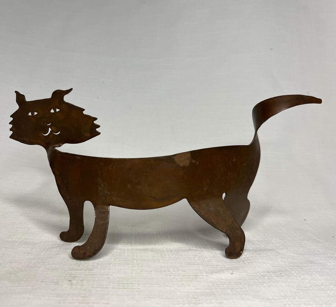 Vintage David Lesser Metal Cat Art Sculpture, Signed, Some ...