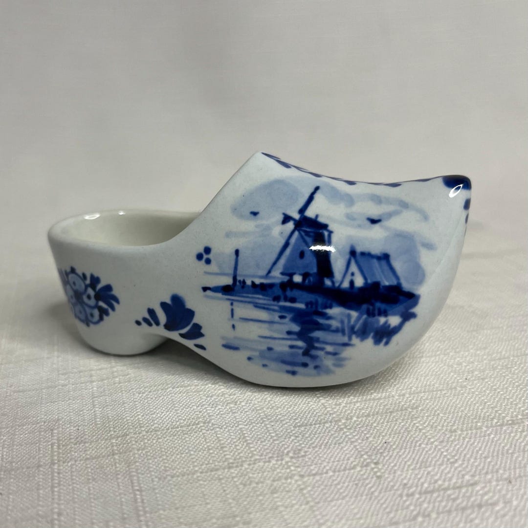 Vintage Delft Blue Miniature Porcelain Dutch Clog Figurine, Signed ...