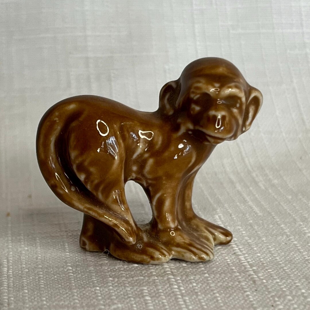 Vintage German Monkey Figurine, Wade Like, Brown Glazed, Stamped ...