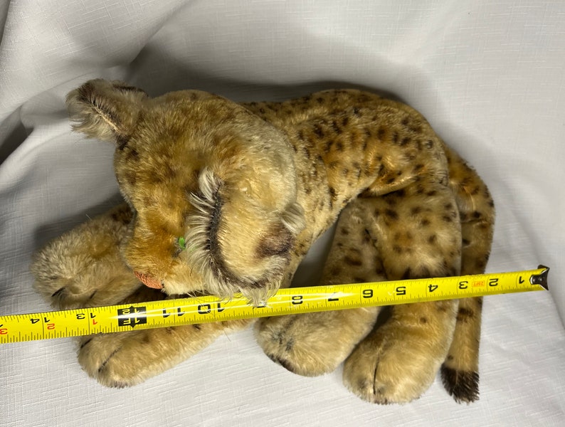 Vintage Steiff Reclining Leopard, Glass Eyes, Stitched Nose, Eyes Glow ...