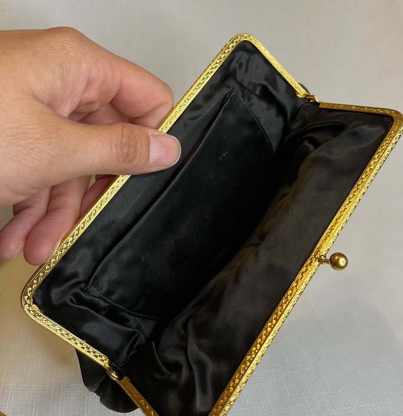 Vintage Petit Point Floral Clutch, Black and Gold, Satin - Etsy