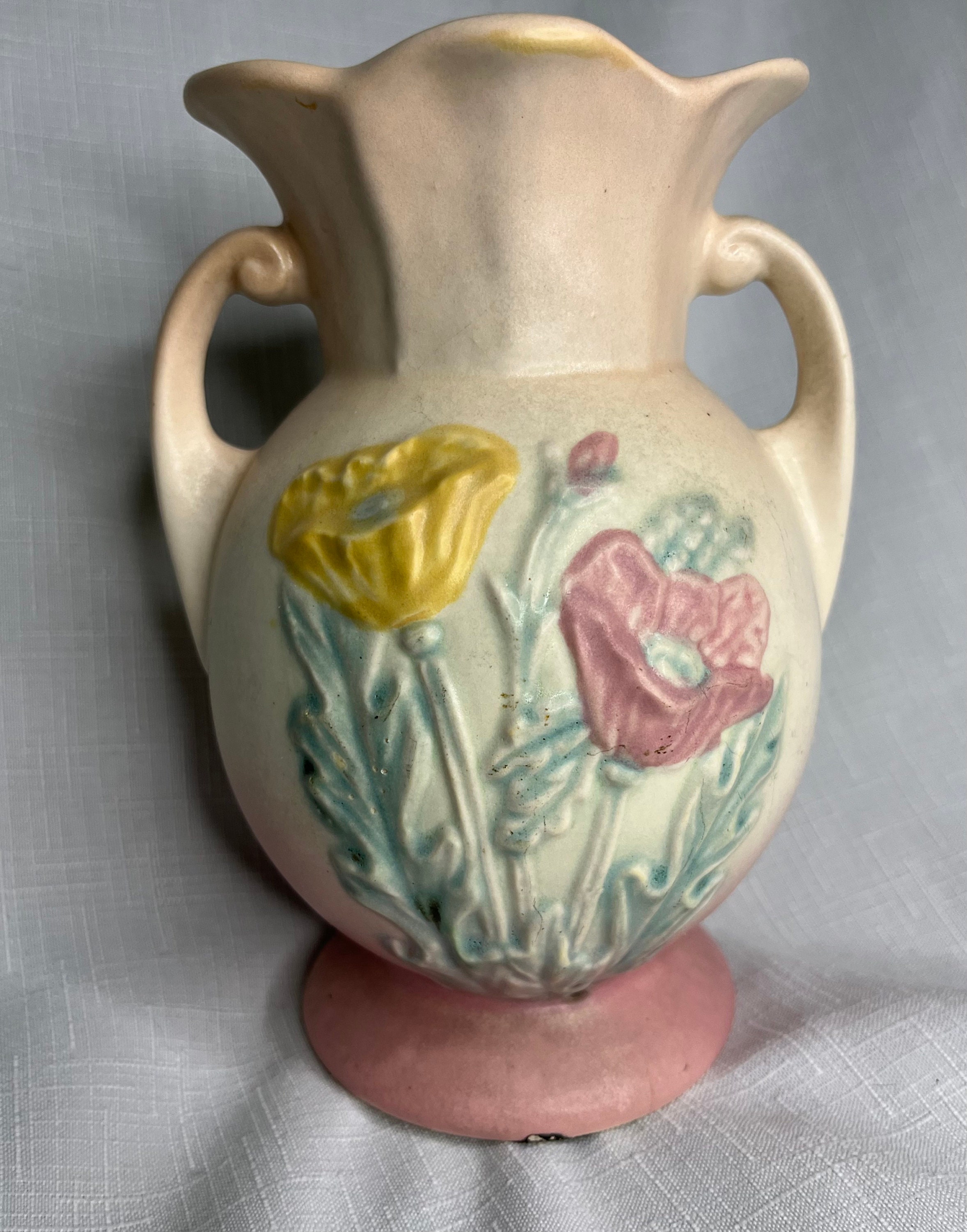 Vintage Hull Art Pottery Double Handled Vase Poppy Flowers - Etsy