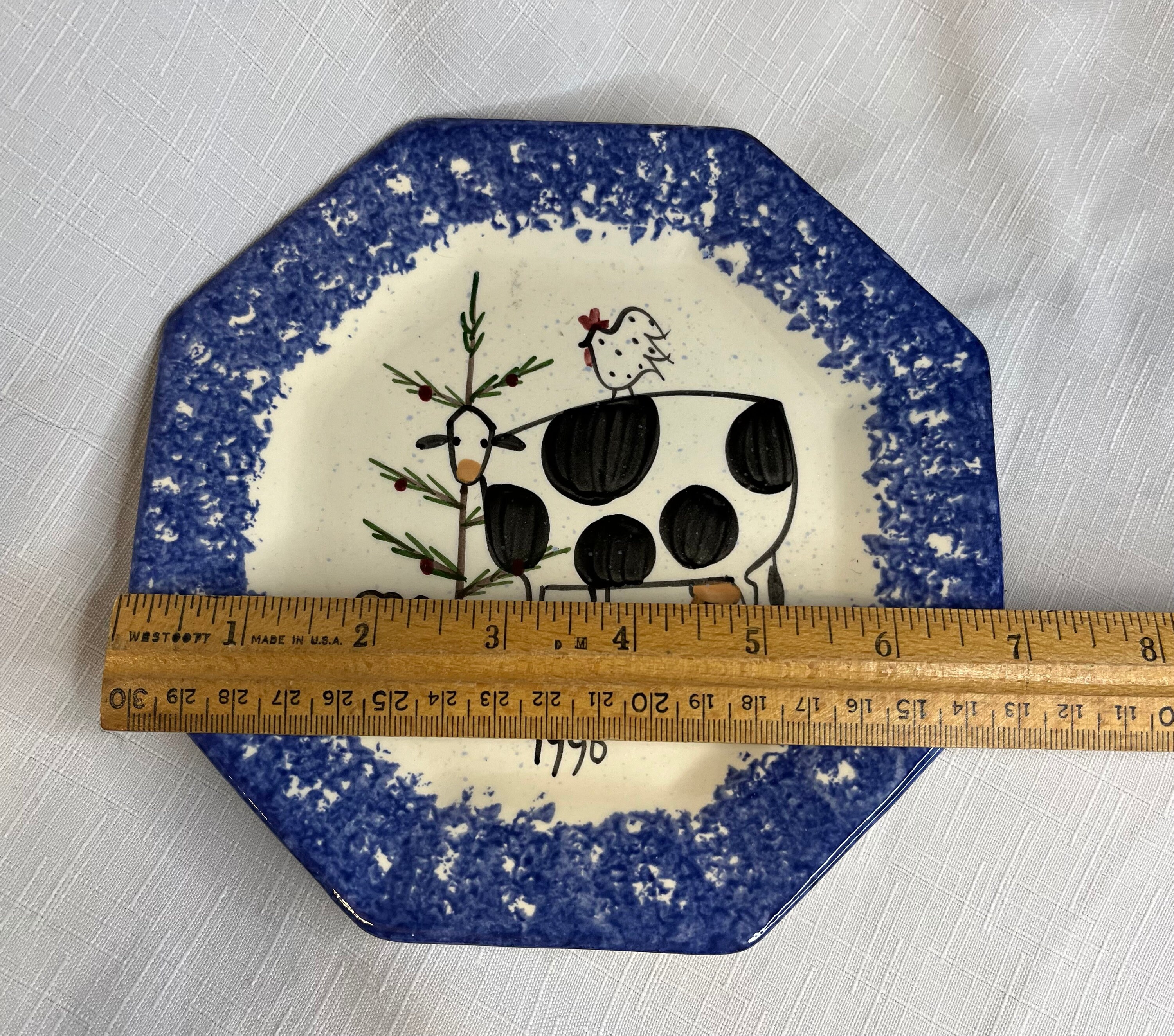 Molly Dallas Spatterware Side Plate, 1996, Christmas, Cow, Chicken - Etsy