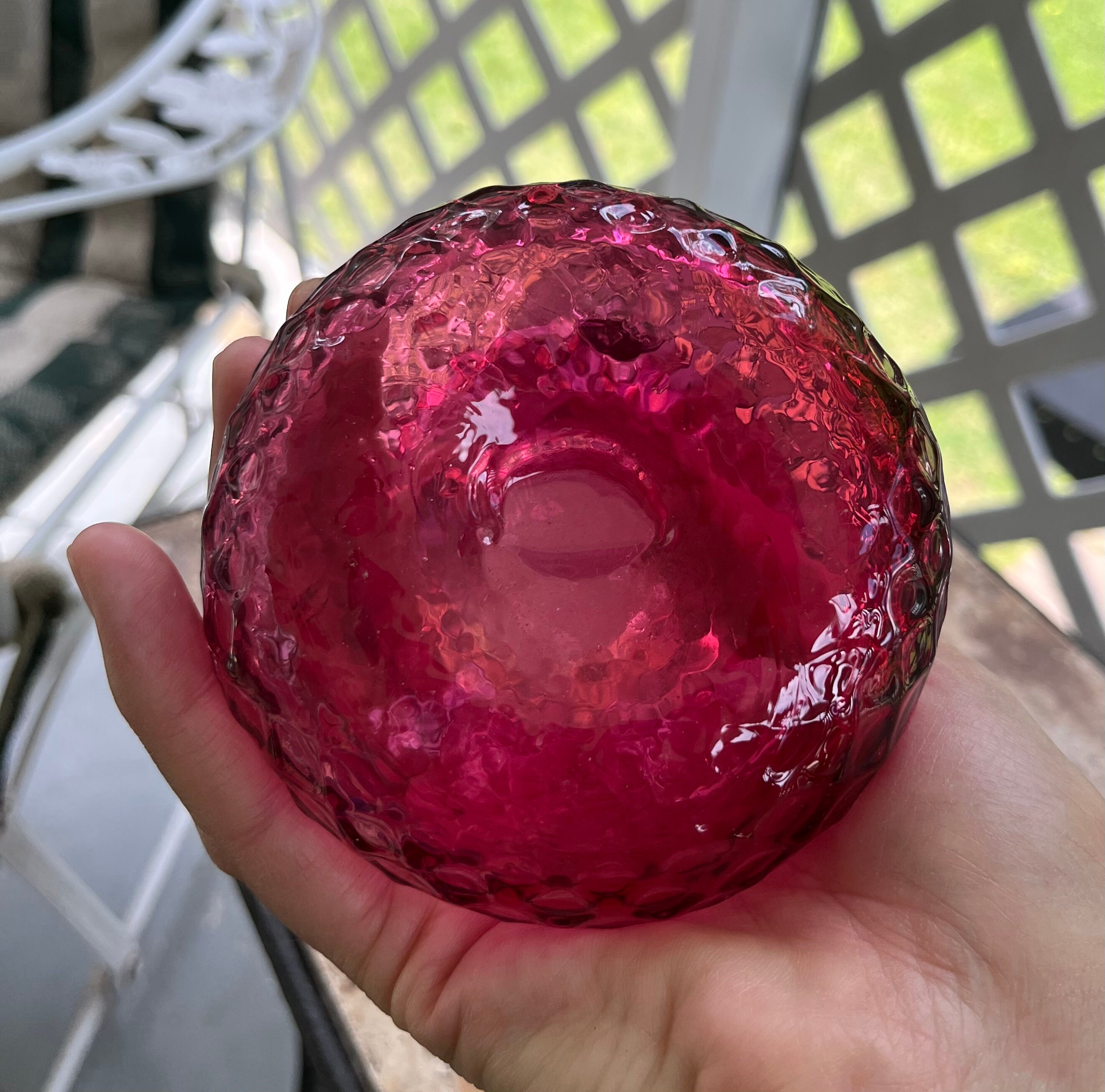 Handmade Cranberry Glass Pitcher, Optic Pattern, Clear Handle - Etsy