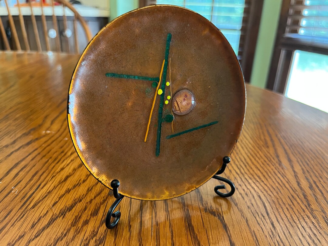 Vintage Copper Enamel Plate, Dekor Zagreb, Rucni Rad, Shapes - Etsy