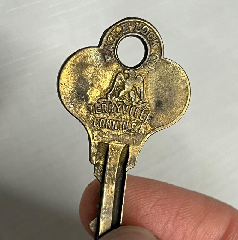 Vintage Eagle Lock Co Keys (4), Padlock Key, Flat Key, Heart Cutout ...