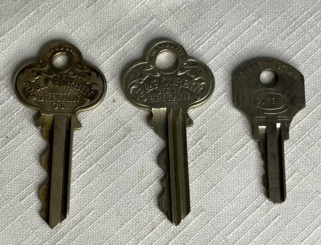 Vintage P & F Corbin Keys (3), New Britain Connecticut USA, Brass ...