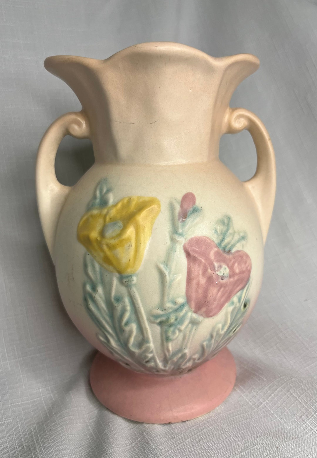 Vintage Hull Art Pottery Double Handled Vase, Poppy Flowers - Etsy