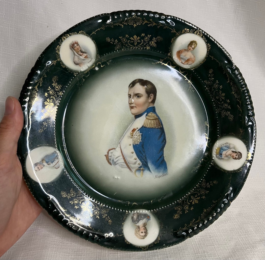 Vintage Portrait Plate of Napoleon, ZS and Company Bavaria, Green, Gold ...