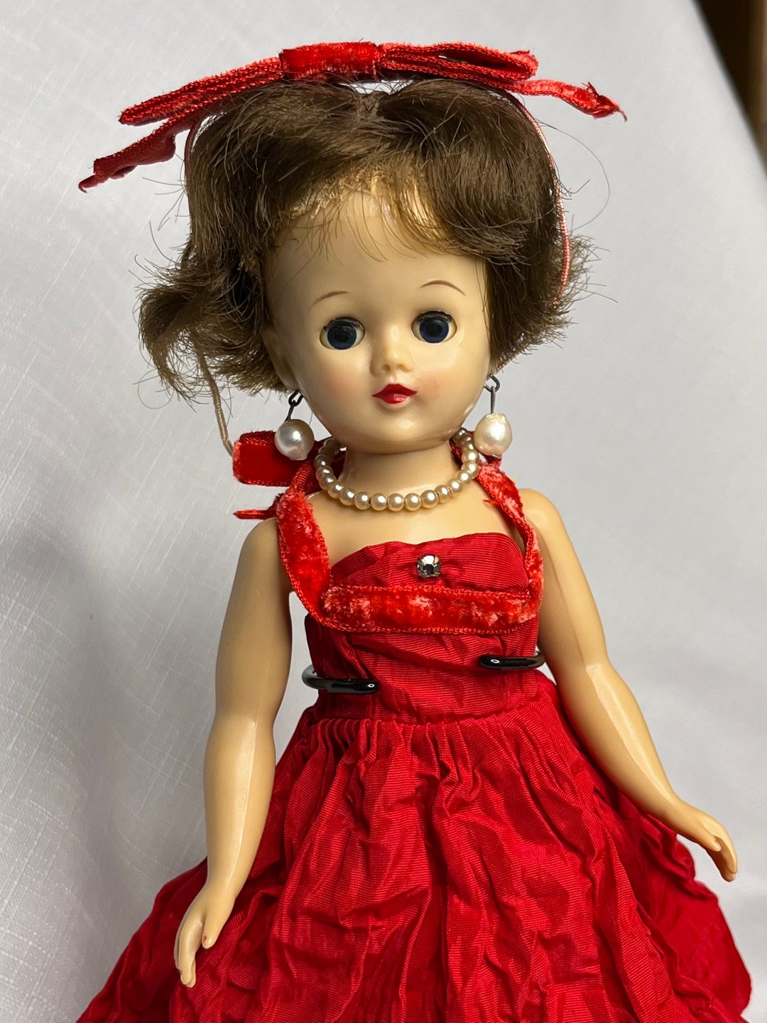 Vintage Jill Vogue Doll 1957, Brunette, Blue Eyes, Red Dress ...