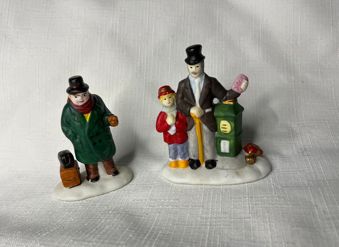 Lemax Porcelain Man With Luggage, Father and Daughter Mailbox Figurine ...