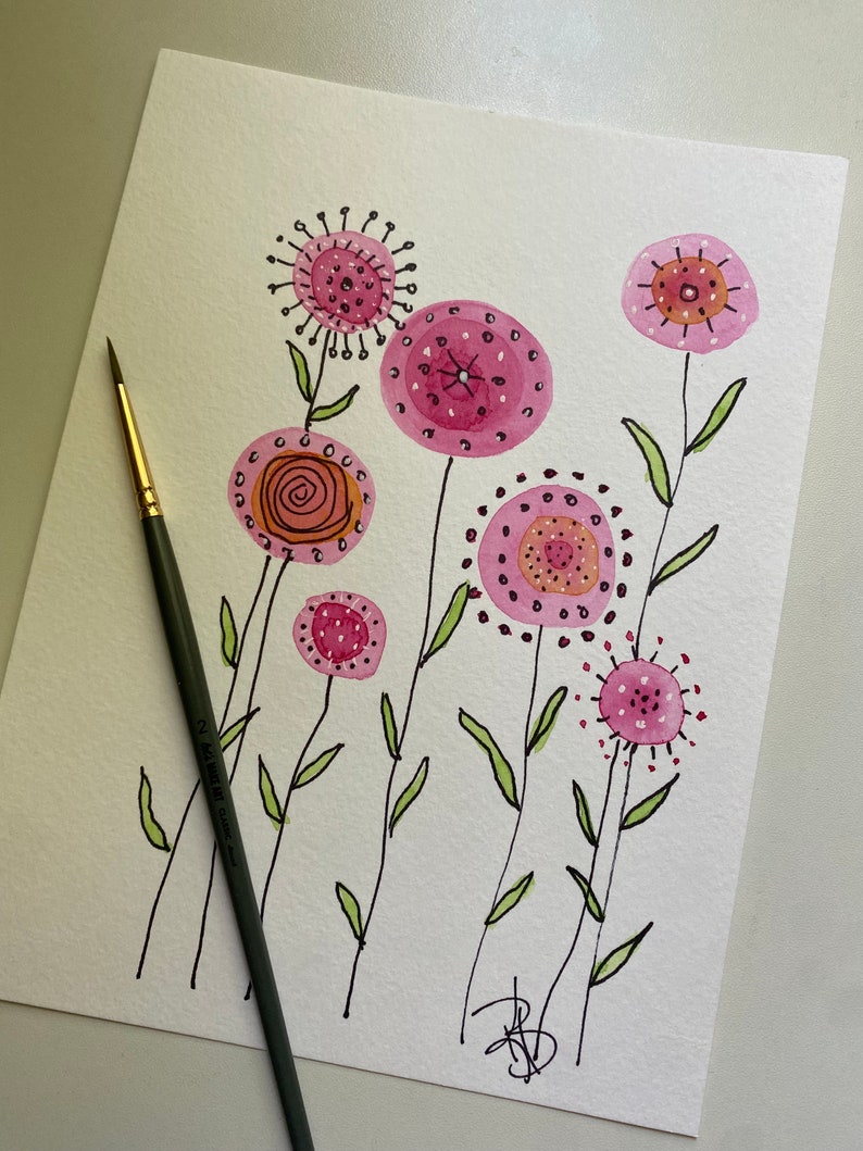 Abstract Florals in Pink - Etsy