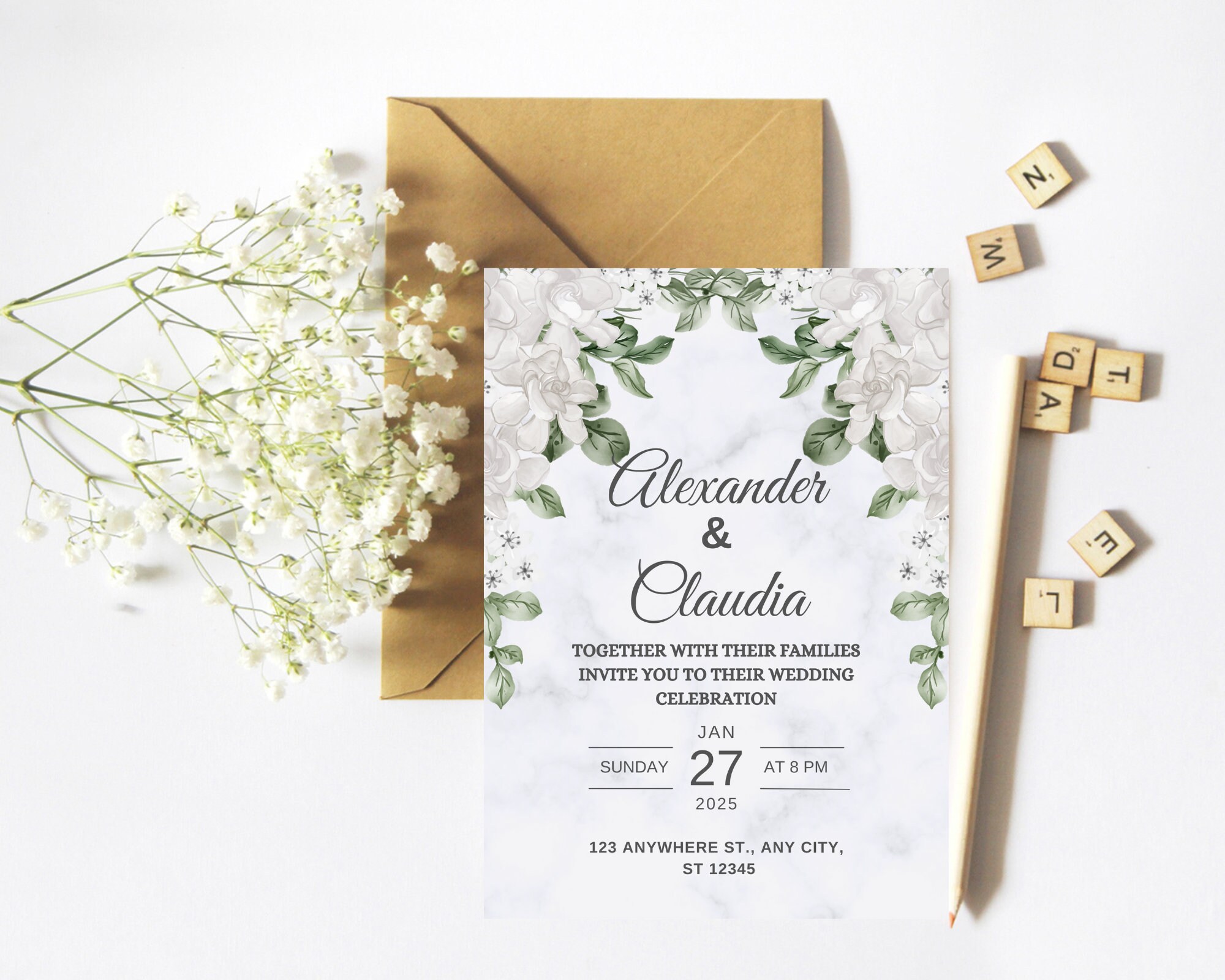 Printable Wedding Invitation Card Editable Wedding Card Greeting Card ...