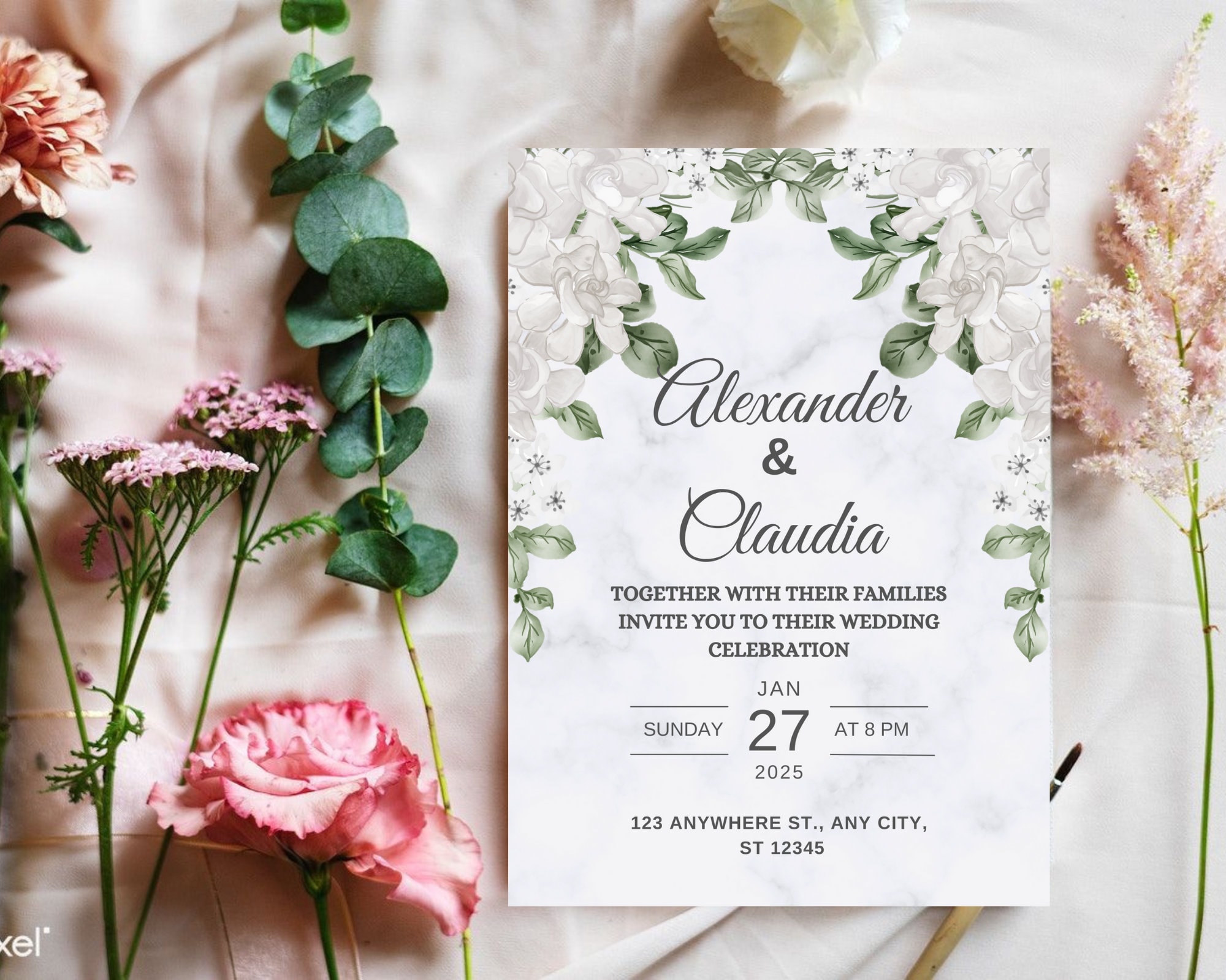 Printable Wedding Invitation Card Editable Wedding Card Greeting Card ...