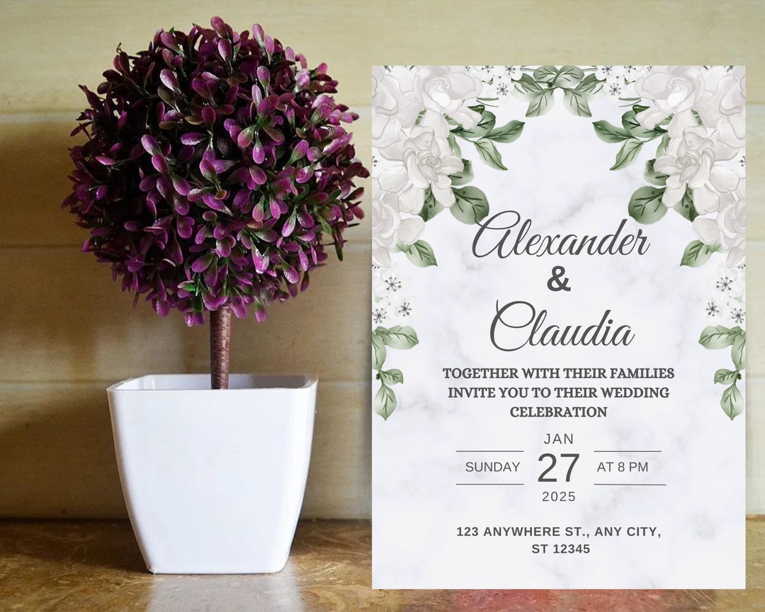 Printable Wedding Invitation Card Editable Wedding Card Greeting Card ...