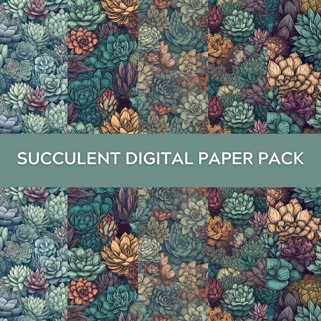 Succulents Digital Paper Pack, Cute Succulents Digital Paper ...