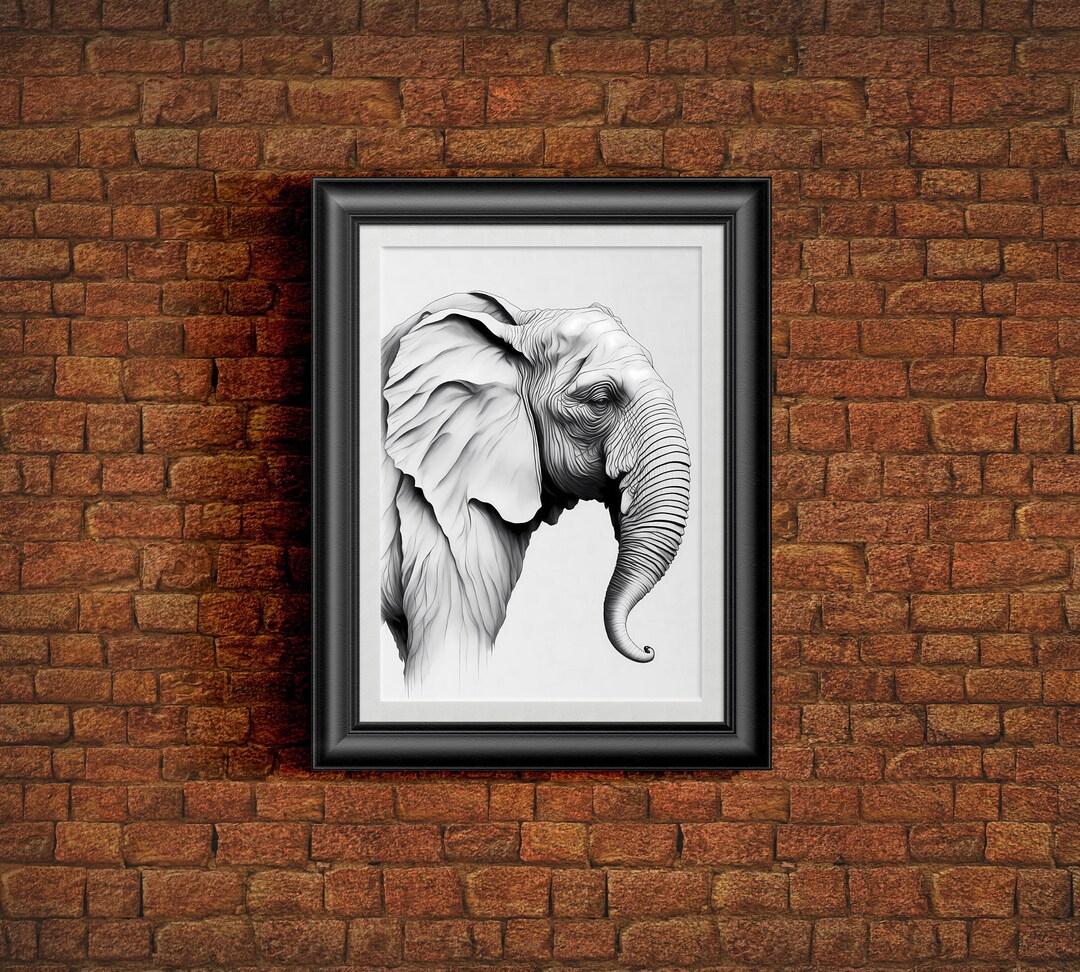 Elephant Ink Painting/majesty Captured on Paper/ink Elephant Painting ...