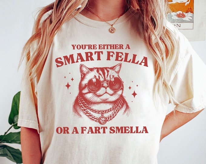 You're Either a Smart Fella or a Fart Smella Shirt, Cat Meme T-shirt ...
