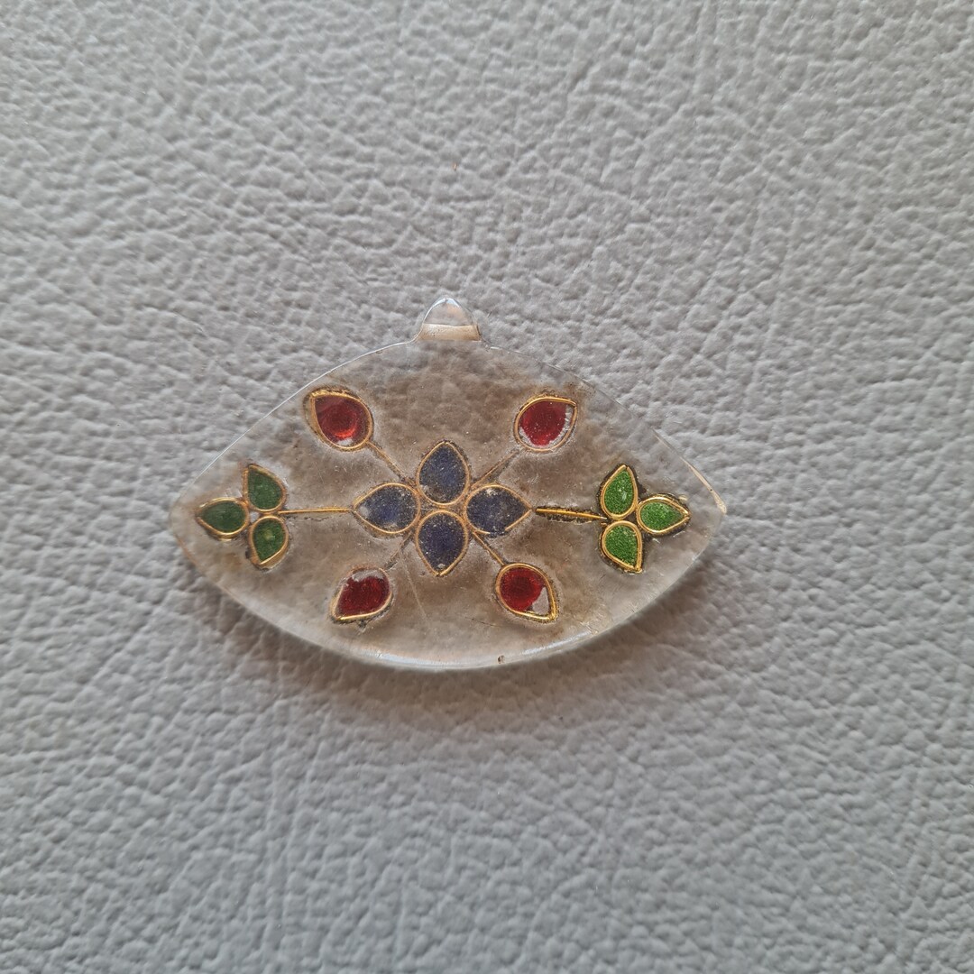 Vintage Indian Mughal Rajput India Crystal Glass Stones Jeweled Pendant ...