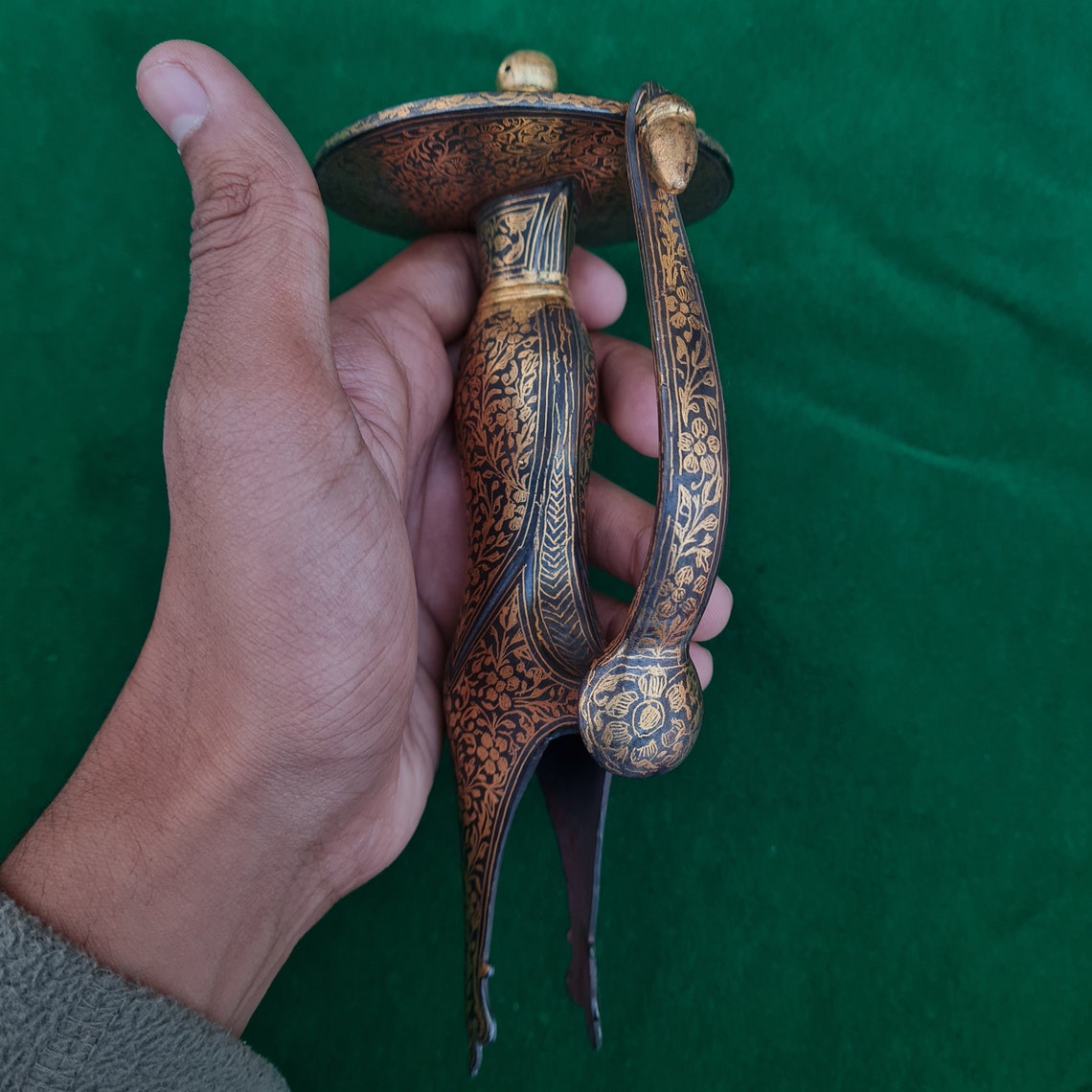 Vtg Iron Mughal Indian Sikh Rajput Sword Shamshir Gold Damascened Hilt ...