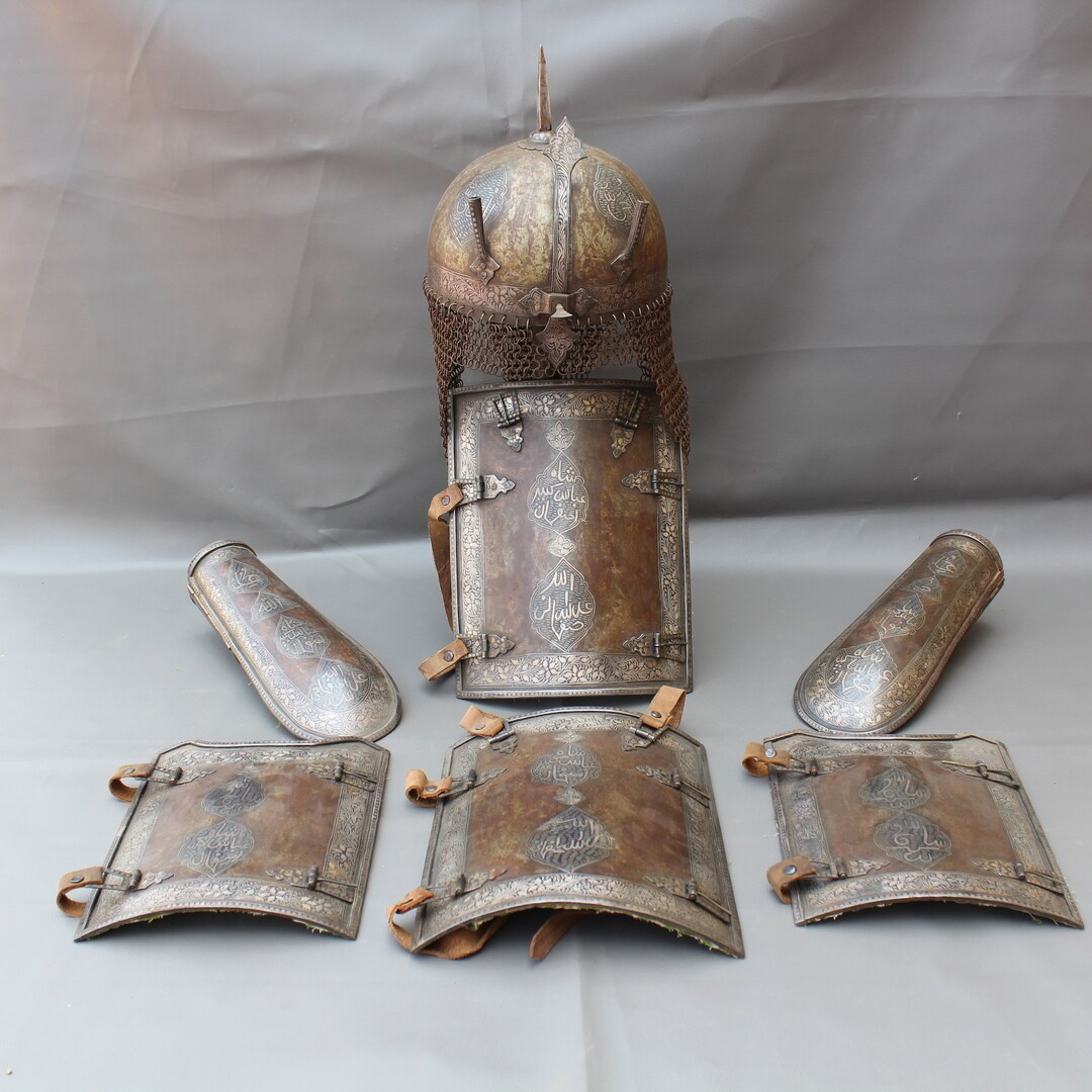 Vintage Mughal Ottoman Islamic Silver Damascend Charaina Arm Guard ...